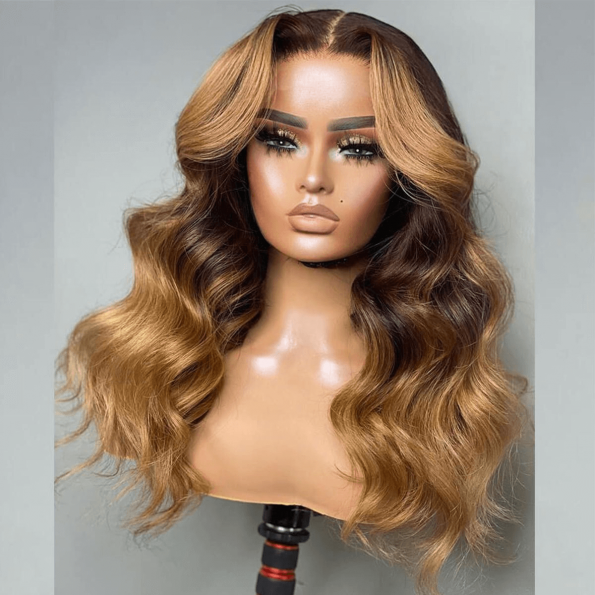 Ombre Highlights 1B/99J Body Wave HD Lace Wig | Celie Hair
