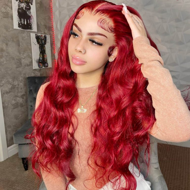 Body Wave Red Lace Front Human Hair Wigs | Celie Hair
