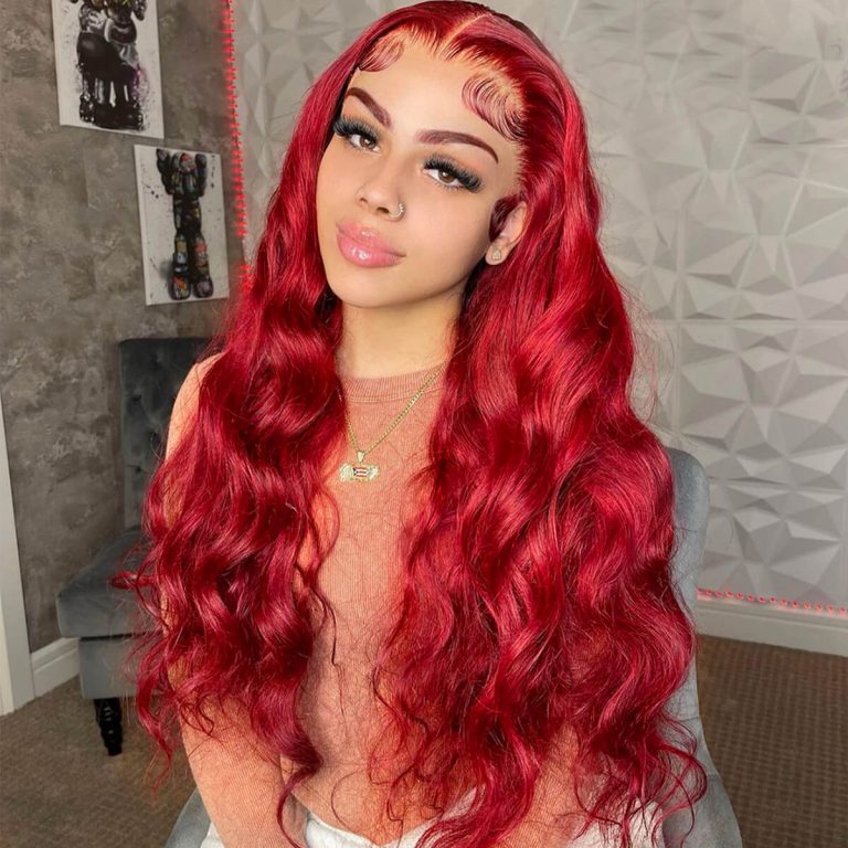 Body Wave Red Lace Front Human Hair Wigs | Celie Hair